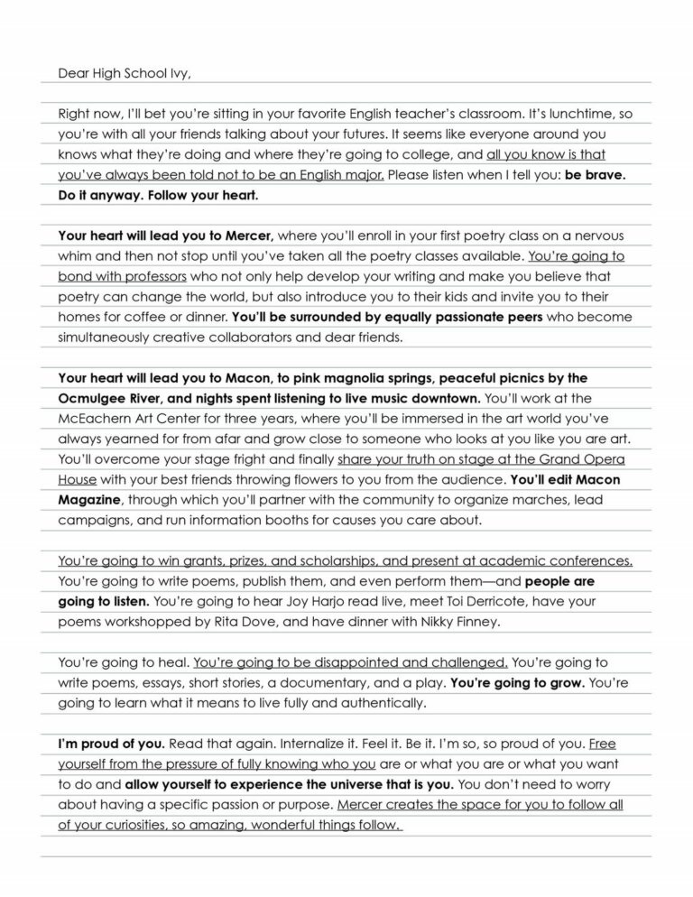 Letter to My High School Self - 2022 | Mercer University Admissions