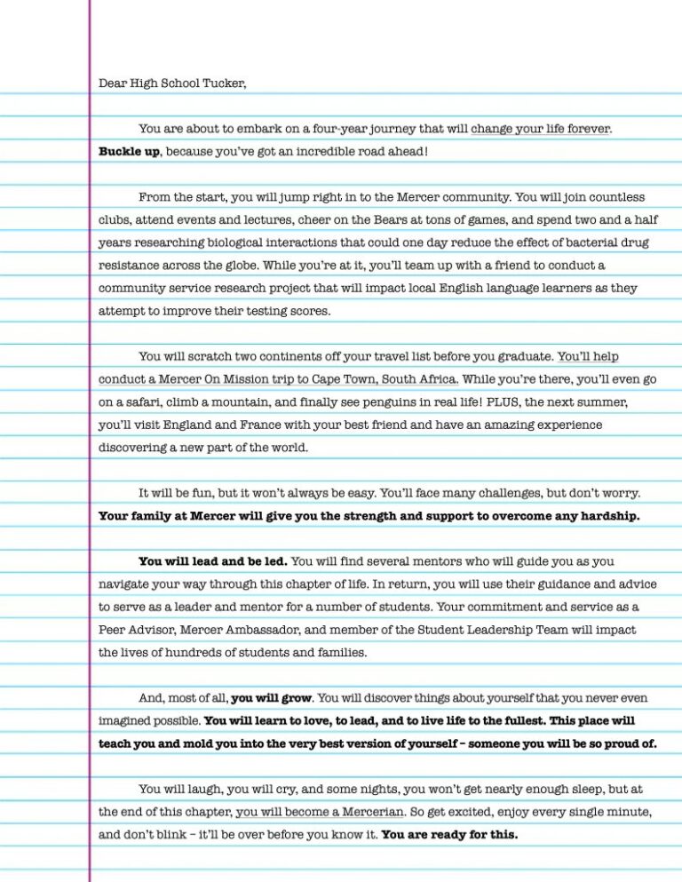 Letter To My High School Self - 2020